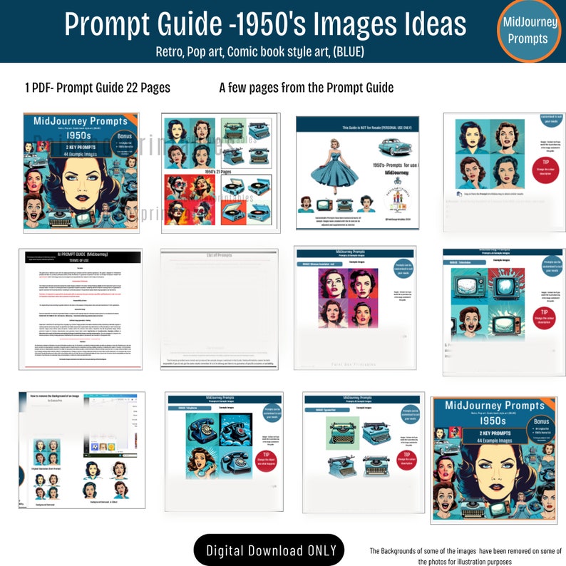 Midjourney 1950's Prompt Guide 2 KEY Prompts + 44 Sample Artworks ...
