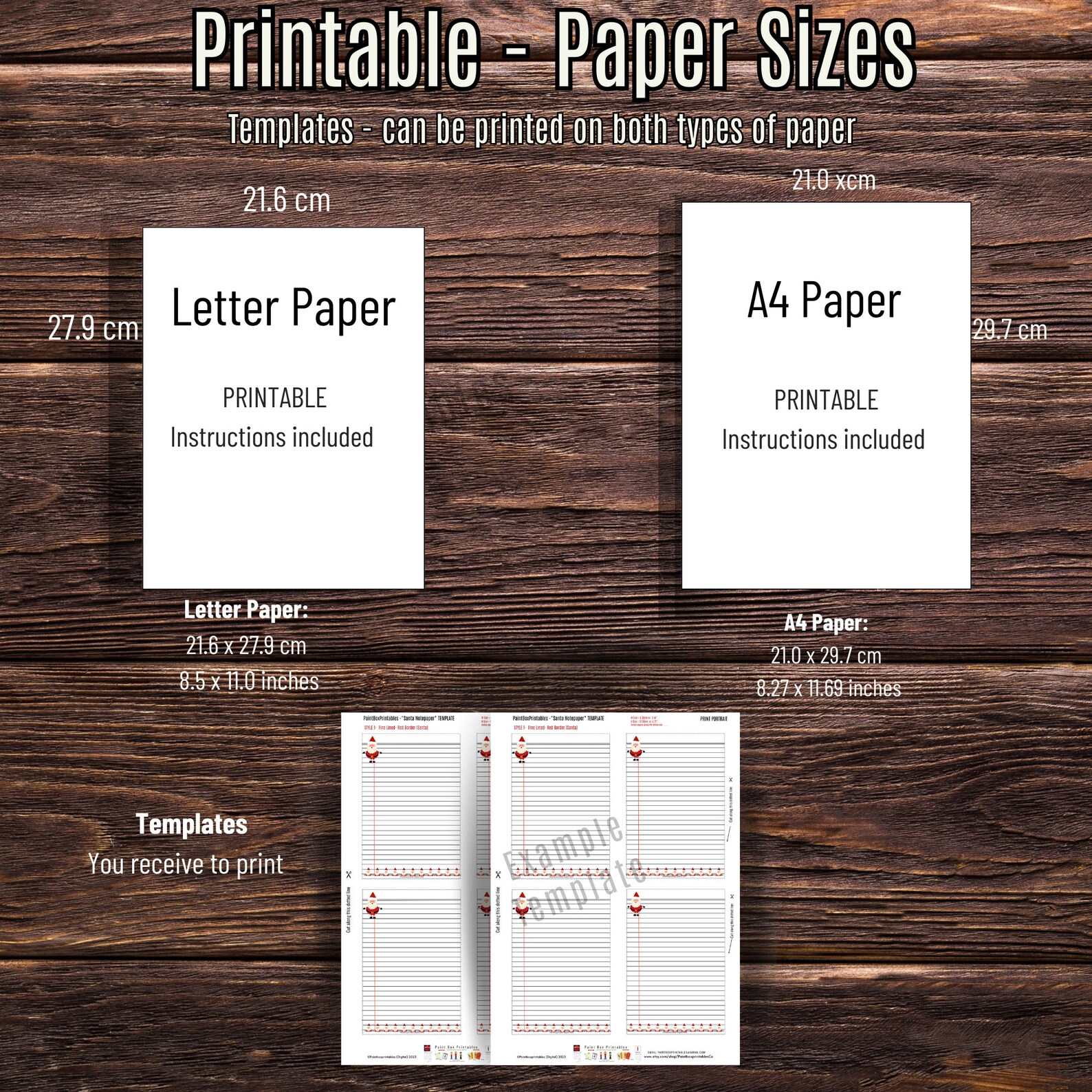 2 Christmas Printable Stationery 'santa & Rudolph Cartoon Style ...