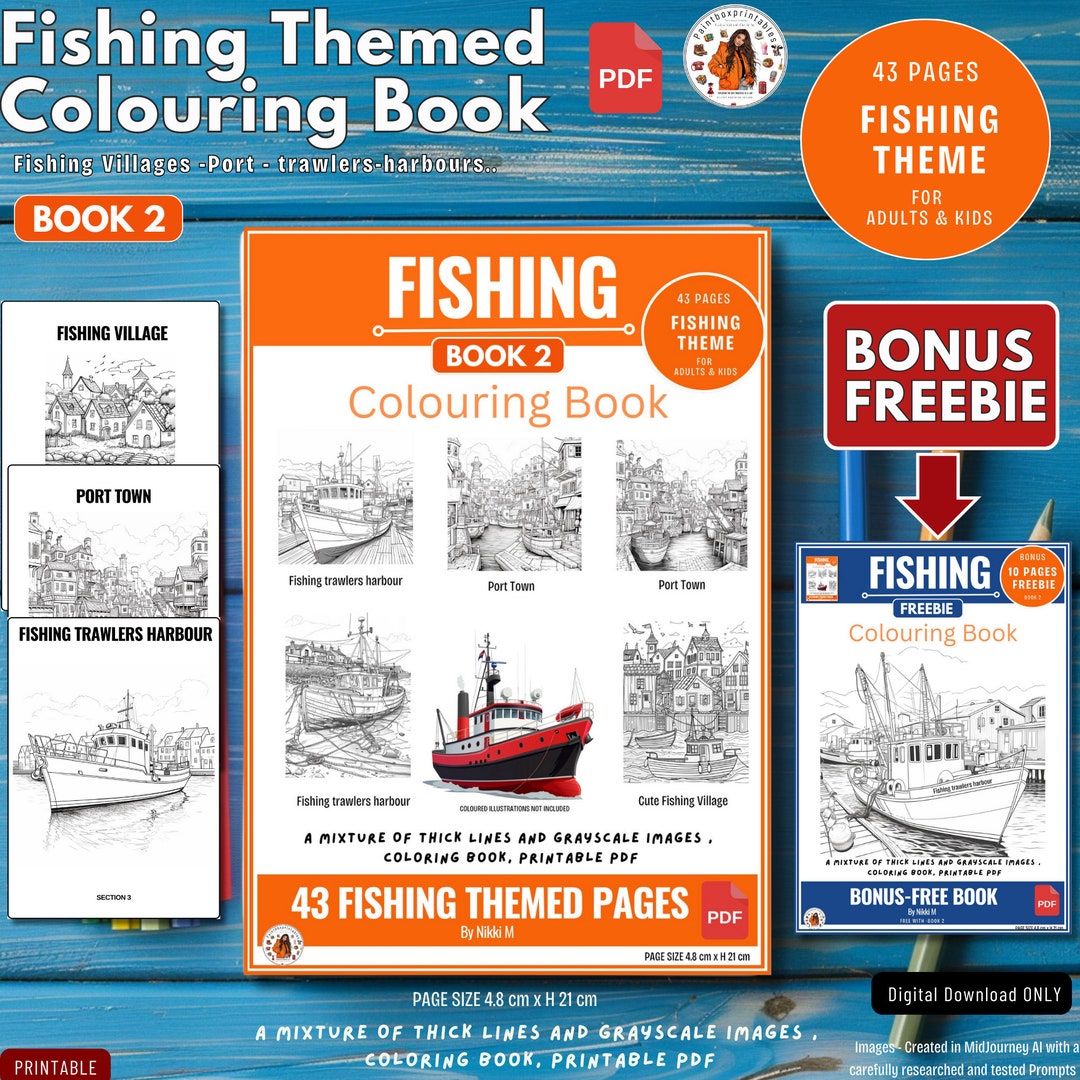 Fishing Coloring Book 2 - Fishing Villages, Port Towns, Fishing ...