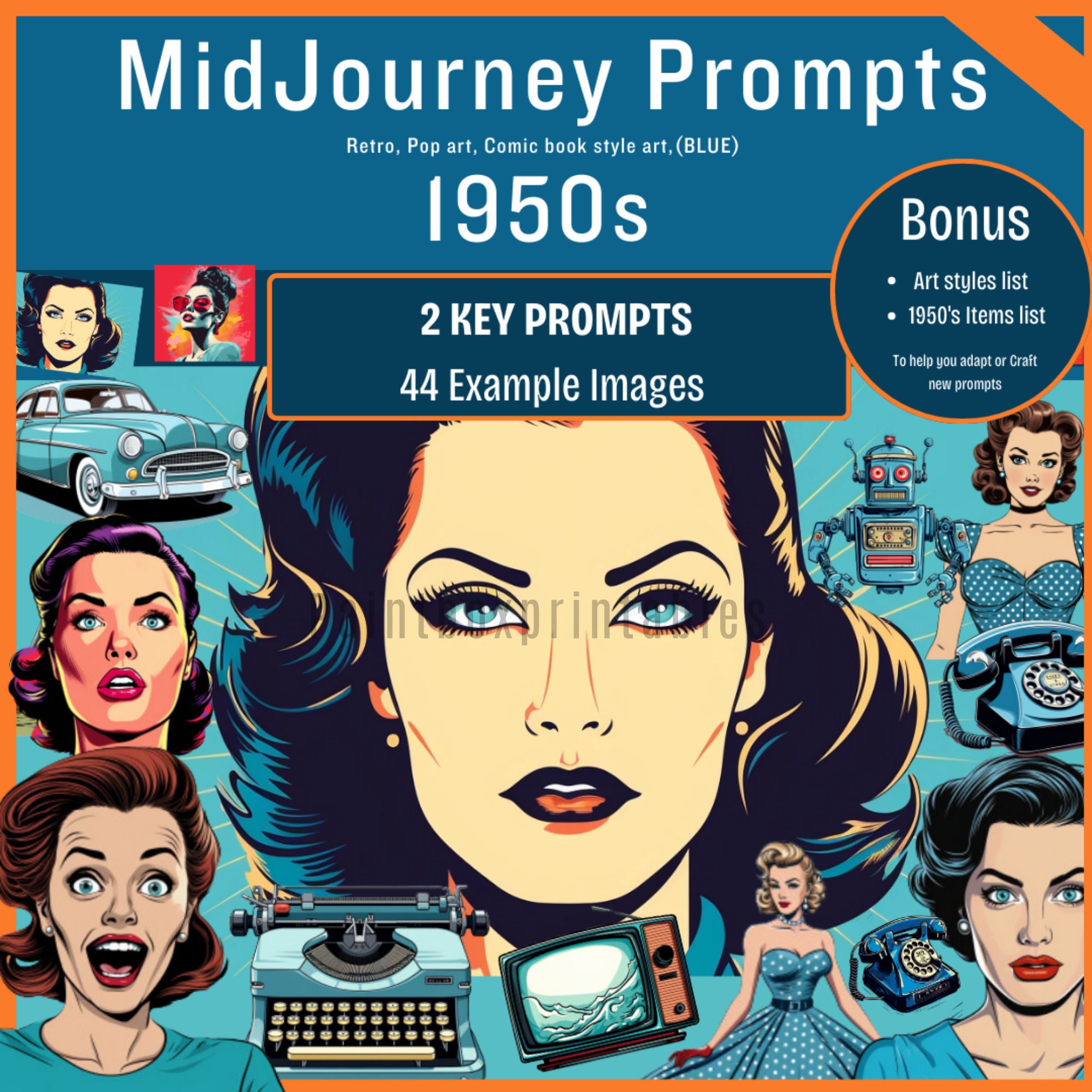 Midjourney 1950's Prompt Guide 2 KEY Prompts + 44 Sample Artworks ...