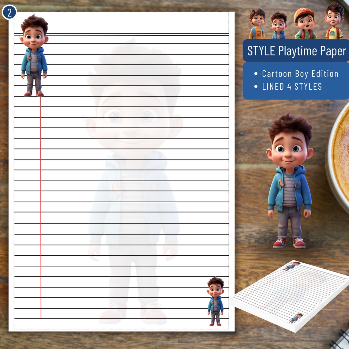 Printable Notepaper 'playtime Paper' 4 Diff Boys Cartoon Printable ...