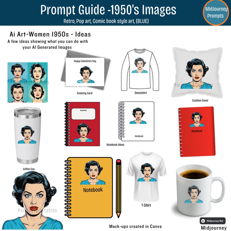 Midjourney 1950's Prompt Guide 2 KEY Prompts + 44 Sample Artworks ...