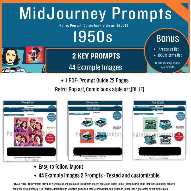 Midjourney 1950's Prompt Guide 2 KEY Prompts + 44 Sample Artworks ...
