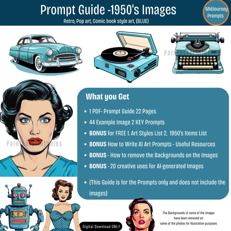 Midjourney 1950's Prompt Guide 2 KEY Prompts + 44 Sample Artworks ...