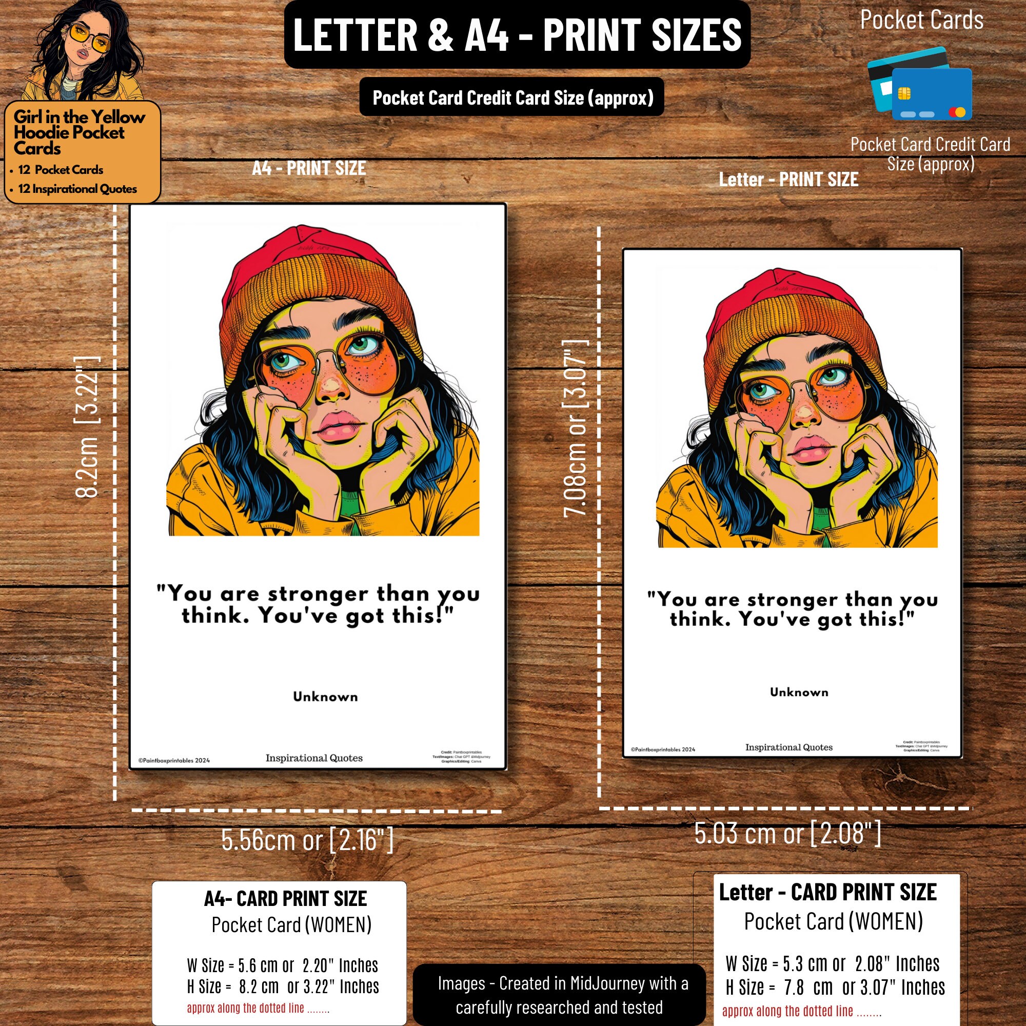 Womens Positivity Cards - ‘the Girl in the Yellow Hoodie’ - 12 Pocket ...