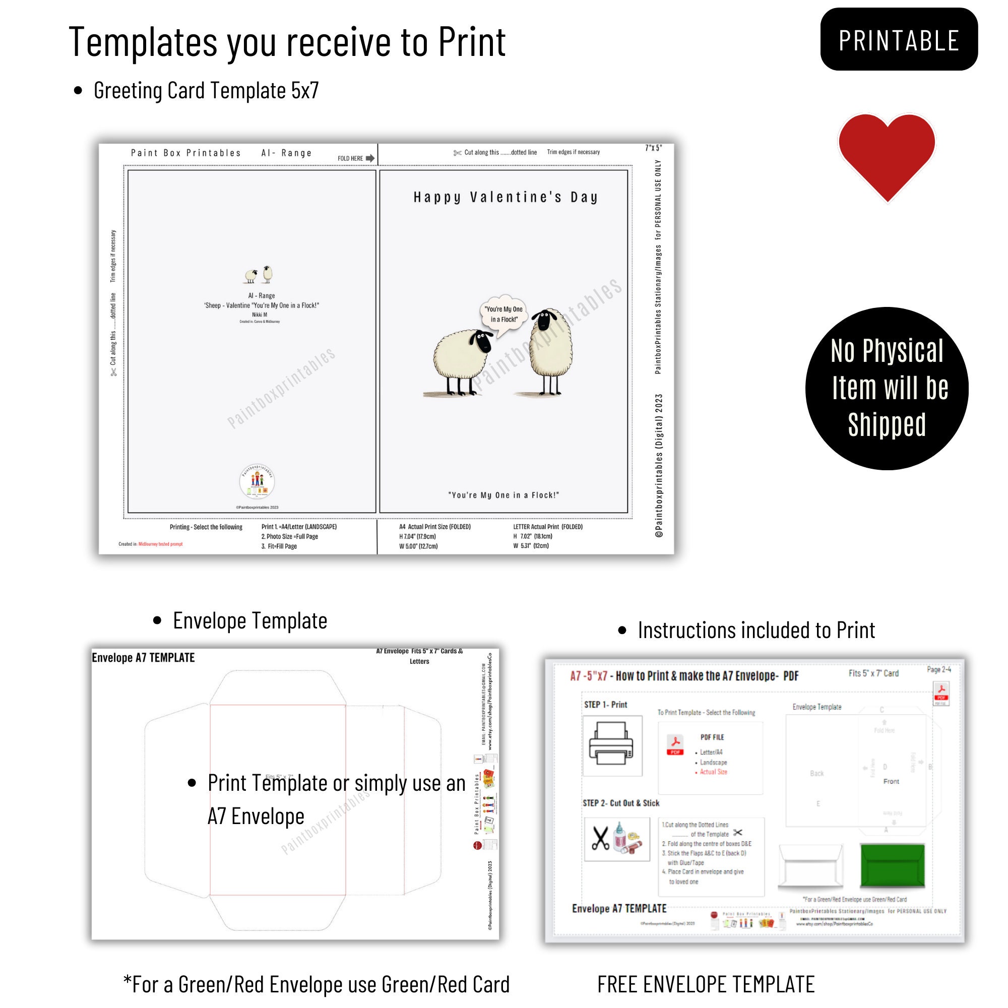 Printable Sheep Valentine's Day Card you're My One in a Flock'punny ...