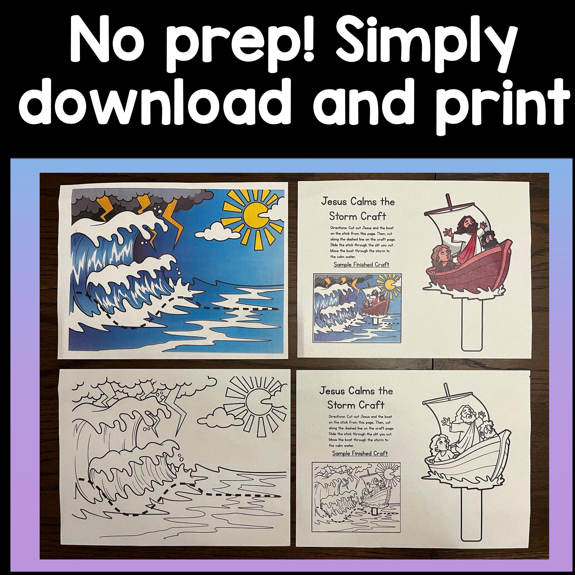 Jesus Calms the Storm Craft {color and B/W} Sunday School Craft | Jesus ...