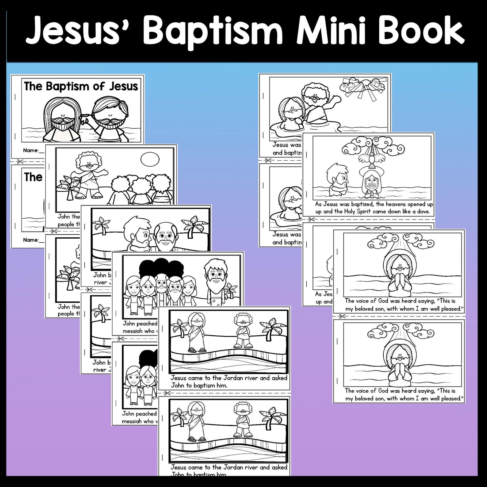 Baptism of Jesus for Kids {craft, Coloring Page, Story Book} Jesus is ...