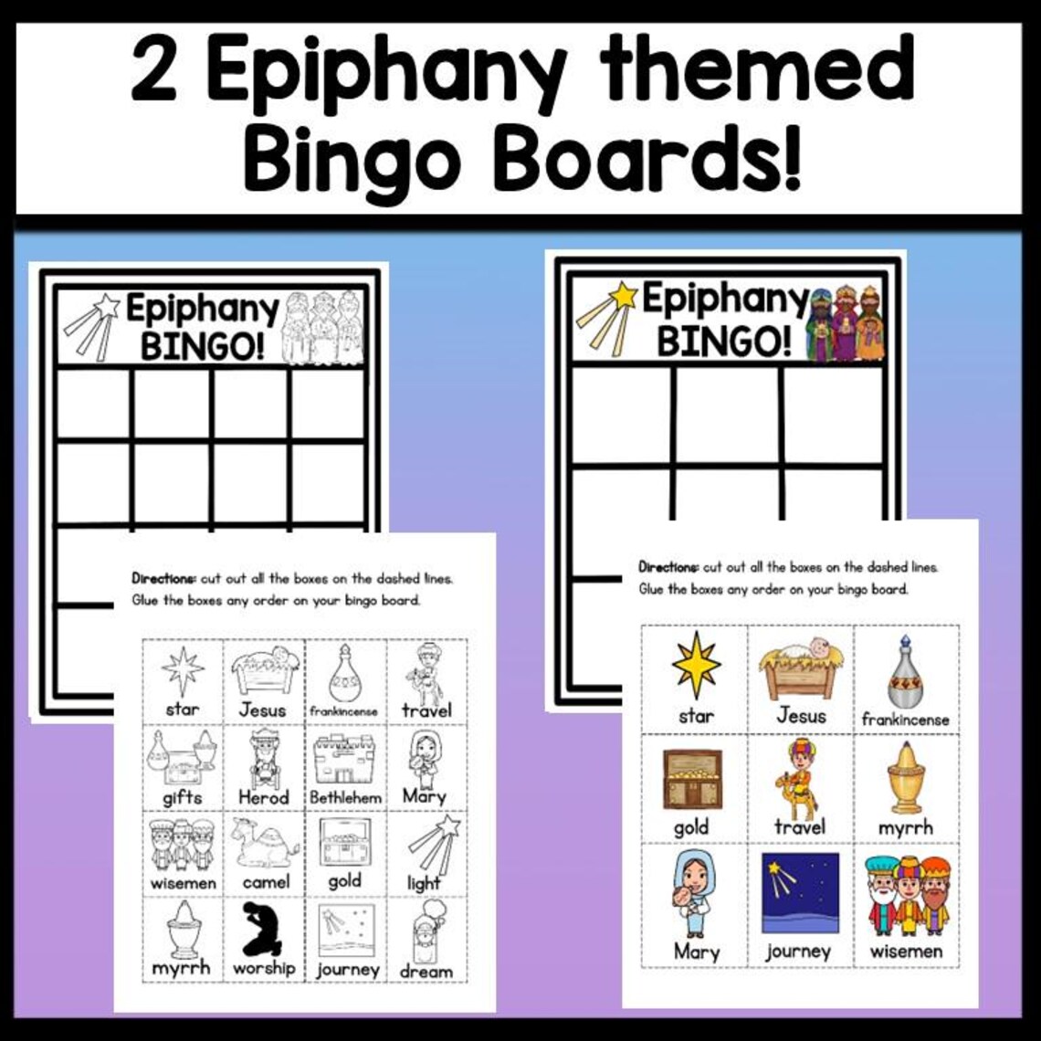 Epiphany Bingo 2 Bingo Boards 3x3 and 4x4 Religious Christmas ...