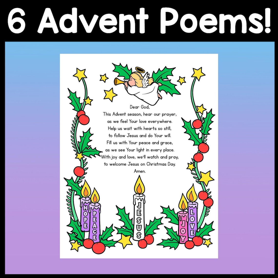 Advent Prayers for Kids {6 Easy to Read Poems in Color and Black and ...