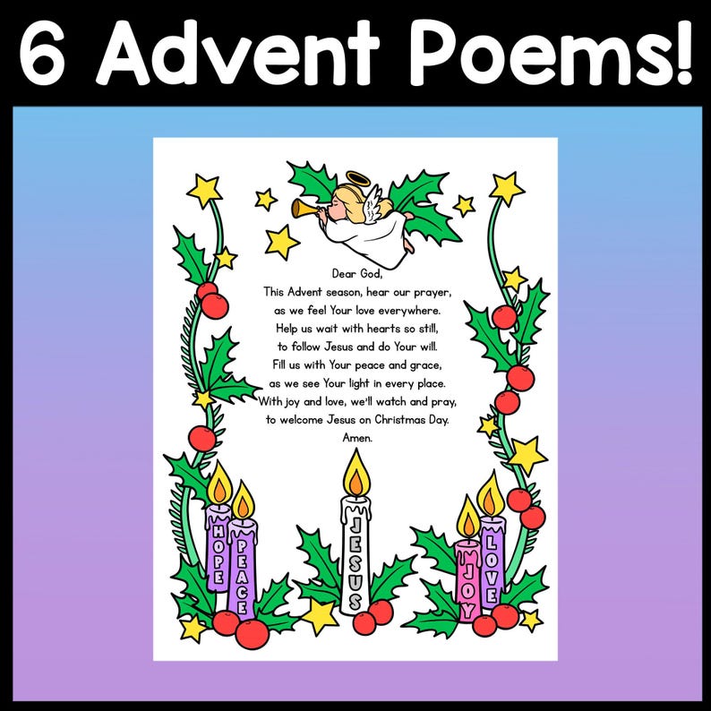 Advent Prayers for Kids {6 Easy to Read Poems in Color and Black and ...