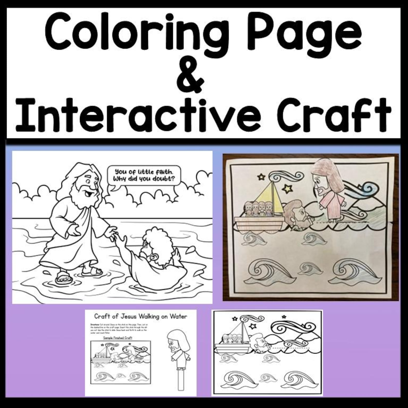 Jesus Walks on Water Activities {craft, Coloring Page} Jesus Miracles ...