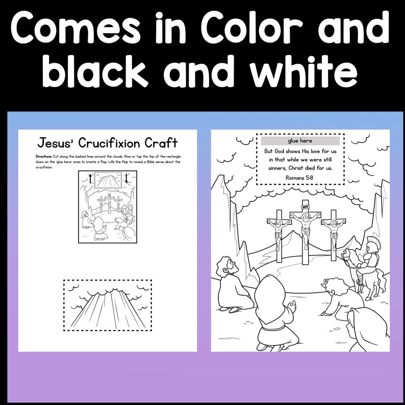Jesus is Crucified Craft {color and B/W} | Jesus Crucifixion Craft ...