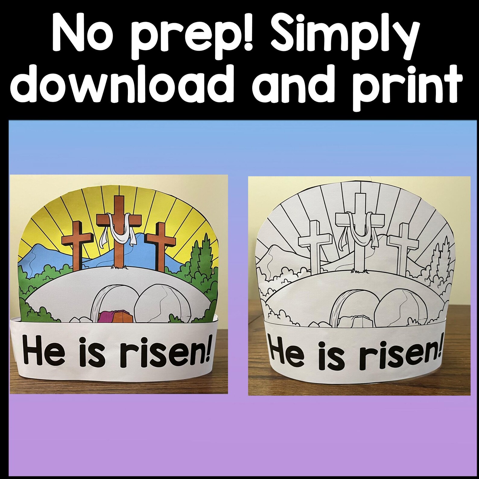 Christian Easter Crowns for Kids With 6 Religious Easter Sayings {color ...