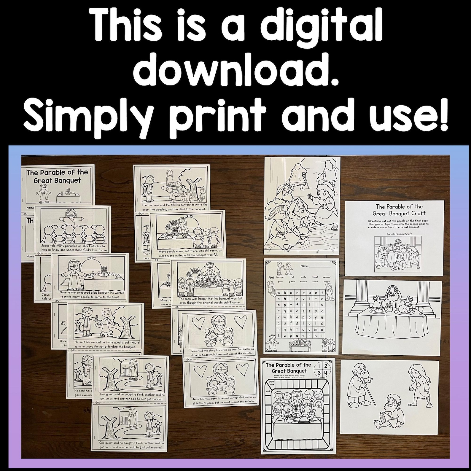 The Parable of the Great Banquet Activities {craft, Coloring Page ...