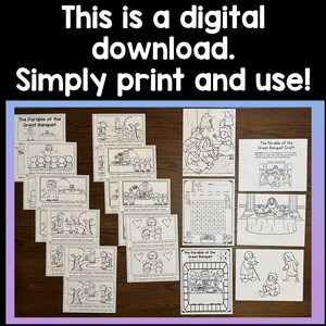The Parable of the Great Banquet Activities {craft, Coloring Page ...