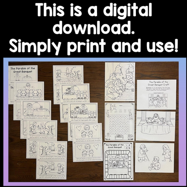 The Parable of the Great Banquet Activities {craft, Coloring Page ...