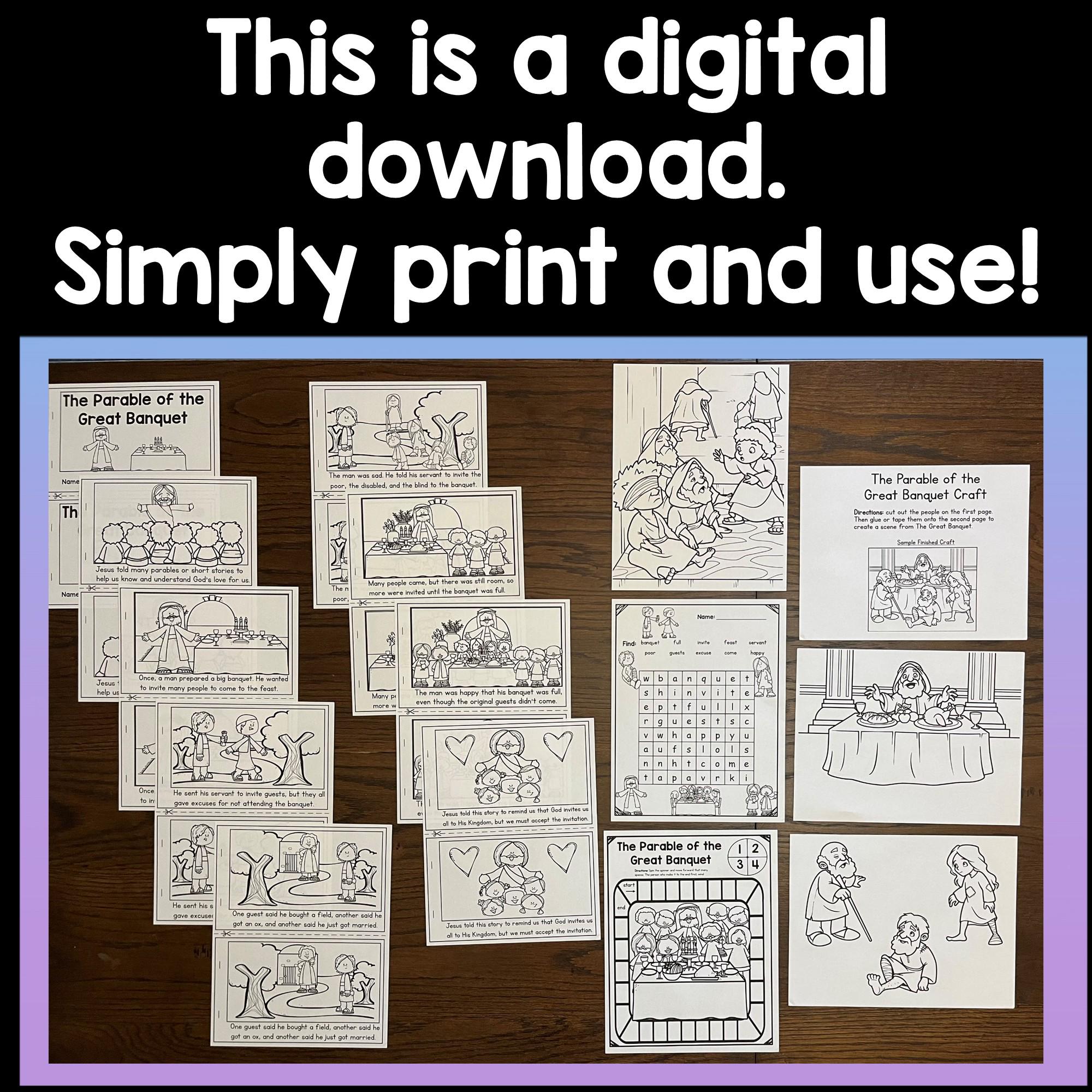 The Parable of the Great Banquet Activities {craft, Coloring Page ...