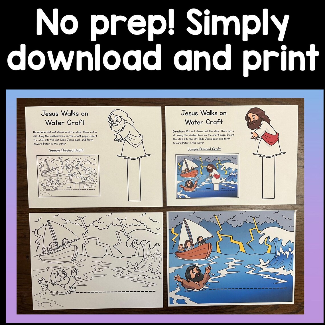 Jesus Walks on Water Craft {color and B/W!} Bible Story Craft | Sunday ...