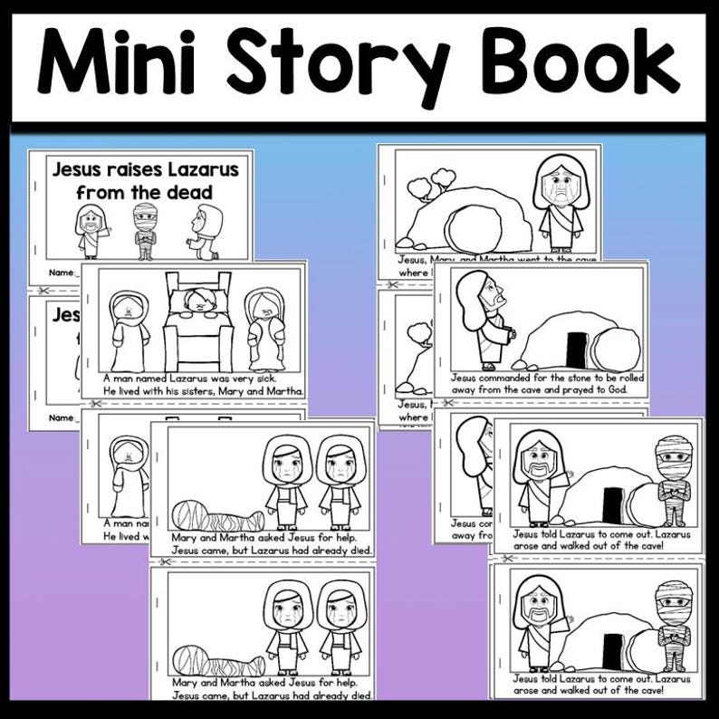 Jesus Raises Lazarus From the Dead 5 Activities Craft & Coloring Page ...