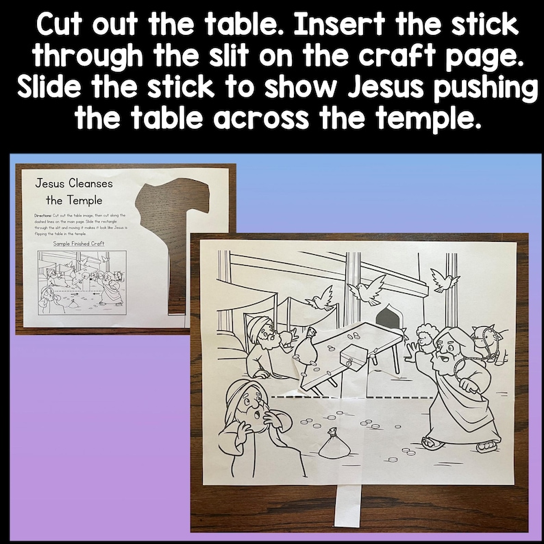 Jesus Cleanses the Temple Craft {color and B/W} | Kids Bible Activity ...