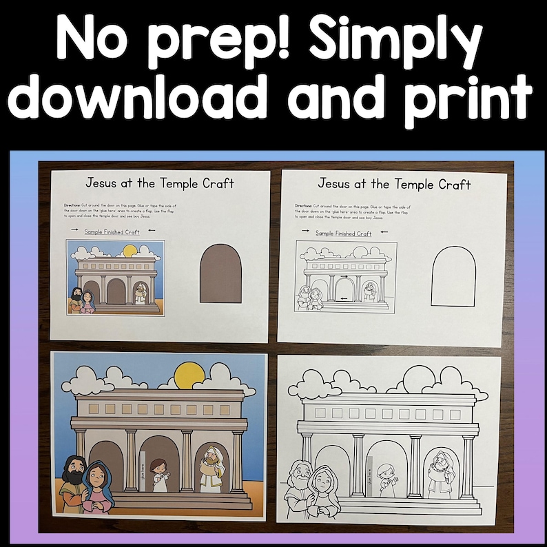 Young Jesus in the Temple Craft {color and B/W!} Sunday School Craft ...