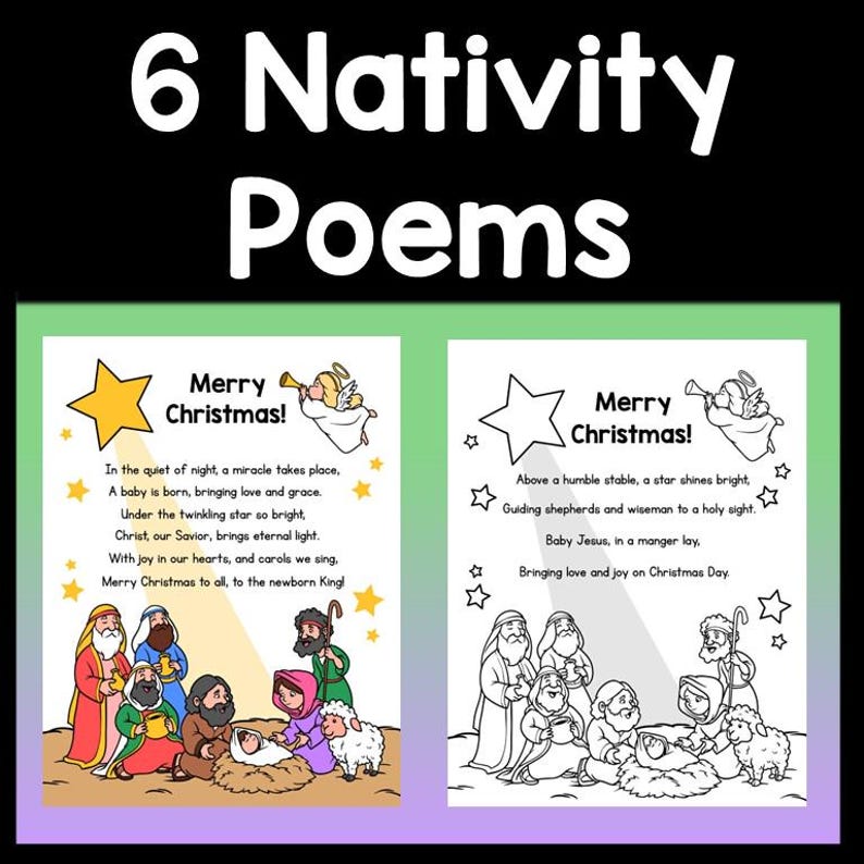 Nativity Poems for Kids {6 Easy to Read Poems in Color and B/W ...