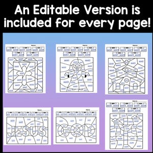Christian Color by Number 6 Pages {editable!} | Religious Easter ...