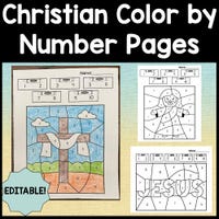 Bible Preschooler Printable - Color by Number - Christian Activity ...