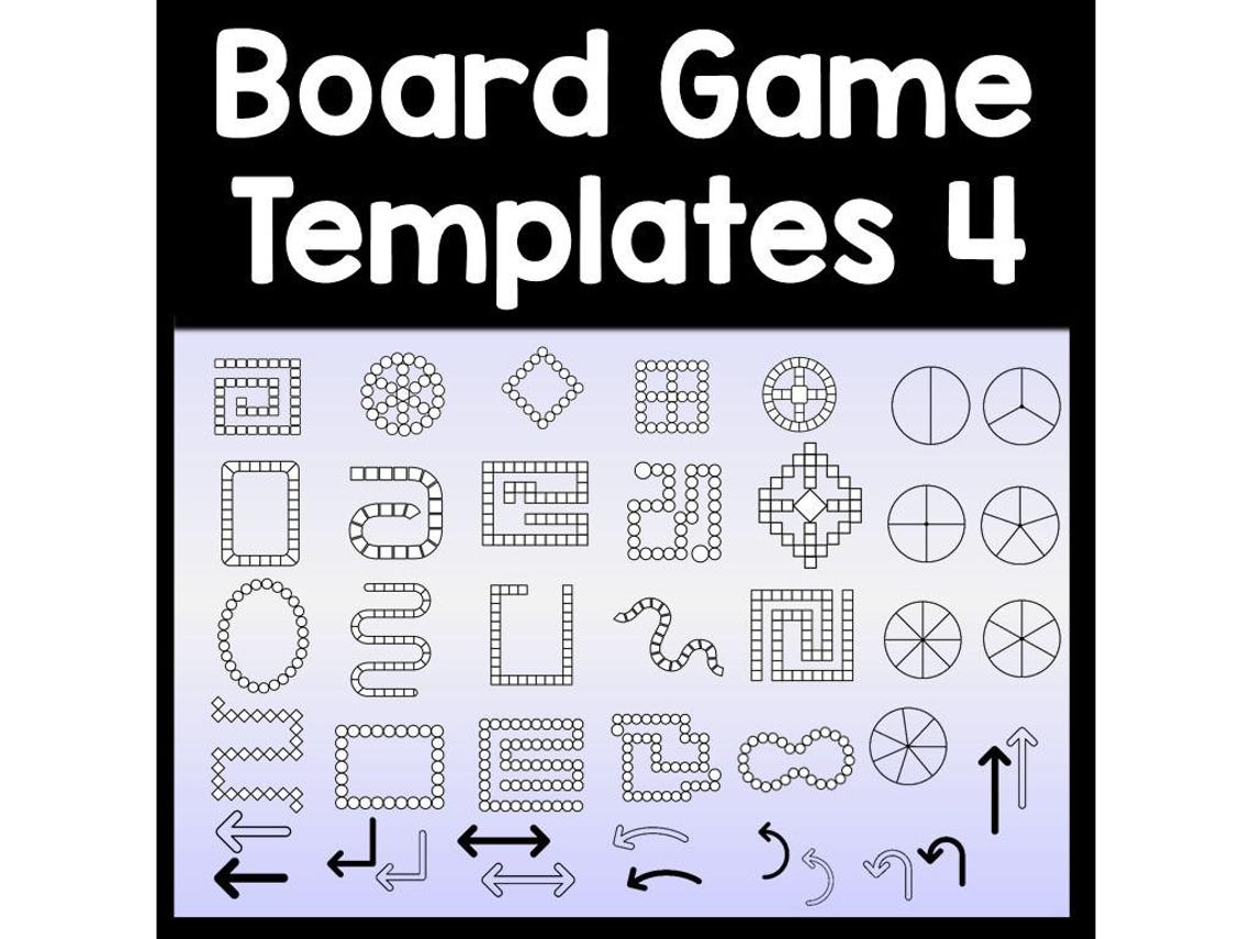 Blank Board Game SVG Clipart Templates 4 + Spinners & Arrows {20 Game ...