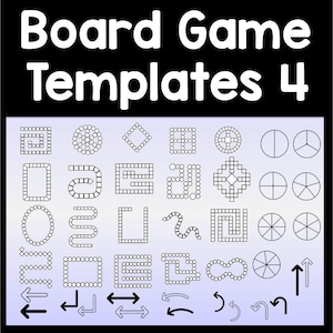 Blank Board Game SVG Clipart Templates 4 + Spinners & Arrows {20 Game ...