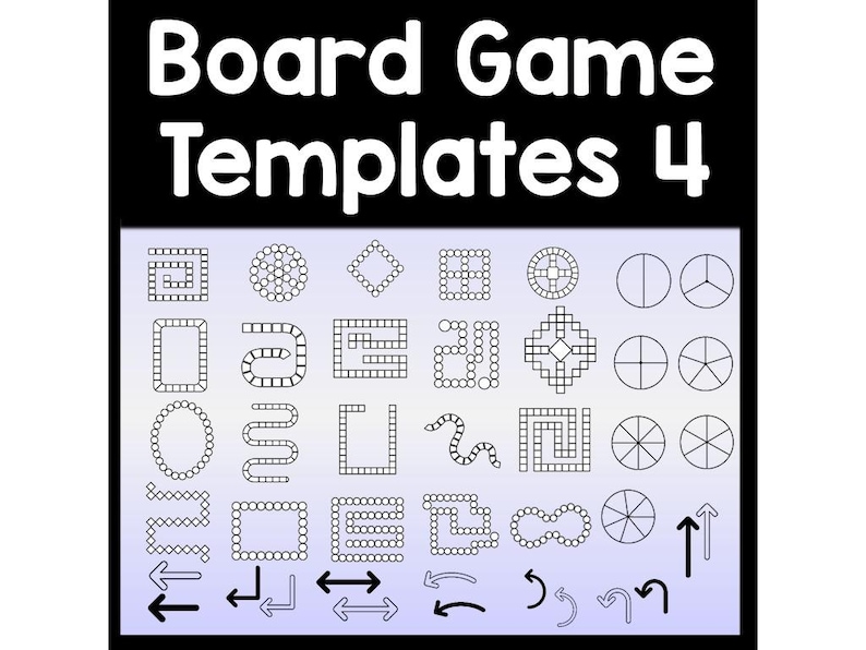 Blank Board Game SVG Clipart Templates 4 + Spinners & Arrows {20 Game ...