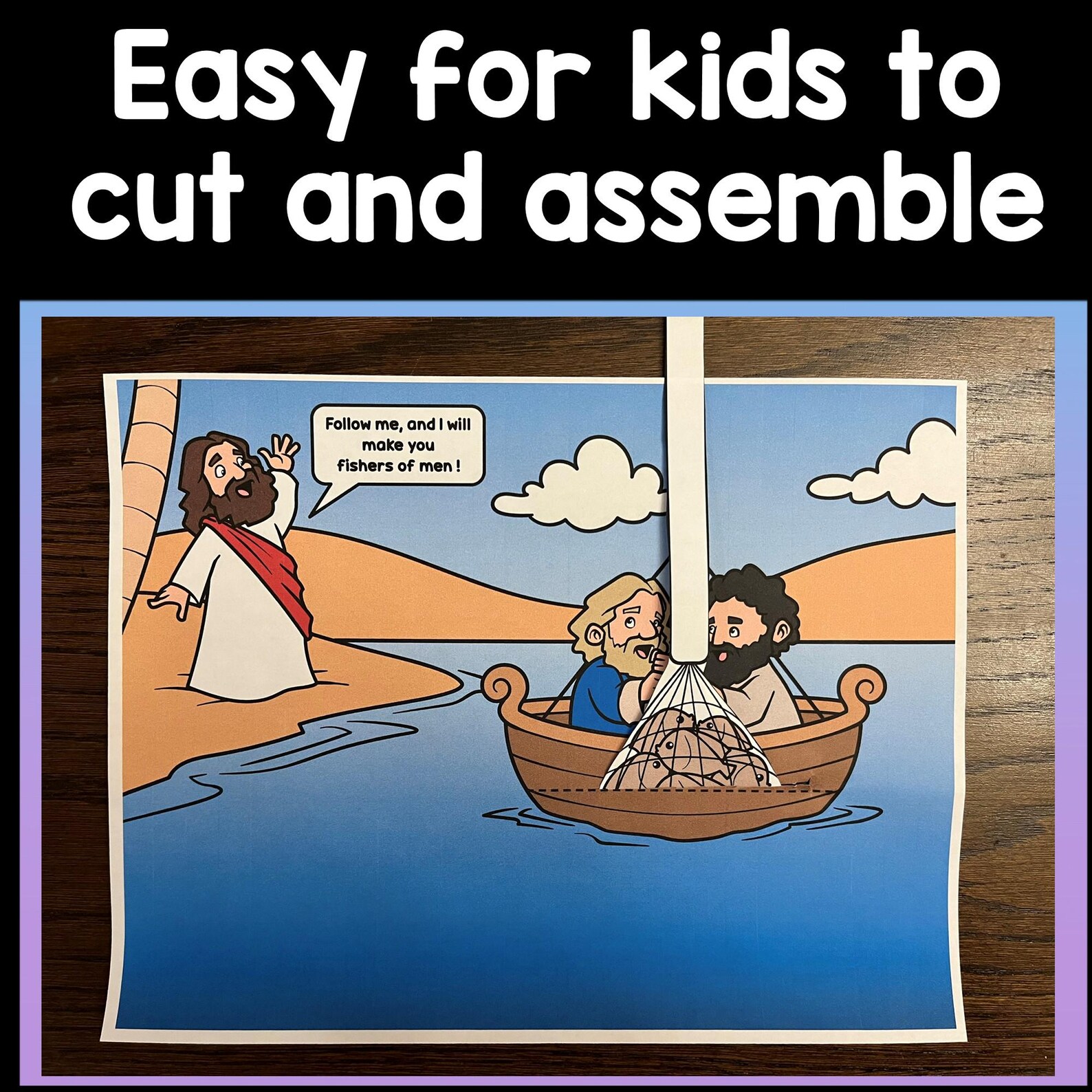 Jesus Calls His Fishers of Men Sunday School Bible Craft {color and B/W ...