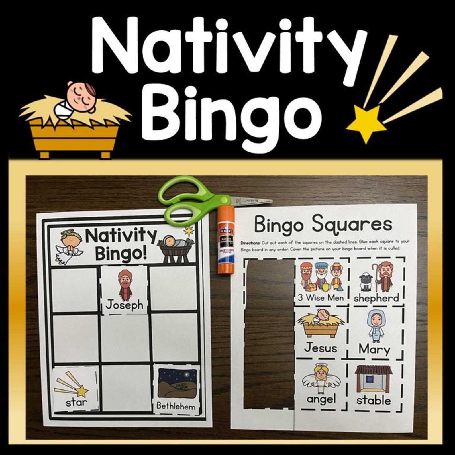 Nativity Bingo for Kids {3x3 and 4x4 Bingo Cards!} Christian Christmas ...