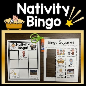 Nativity Bingo for Kids {3x3 and 4x4 Bingo Cards!} Christian Christmas ...