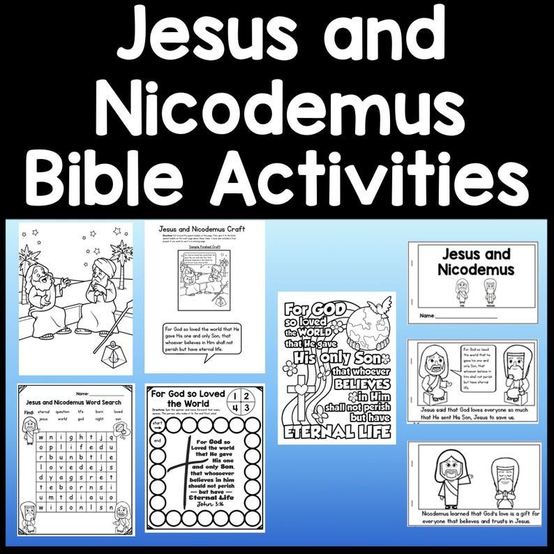 Jesus and Nicodemus Activities {craft, Coloring Page} | John 3:16 | for God so Loved the World ...