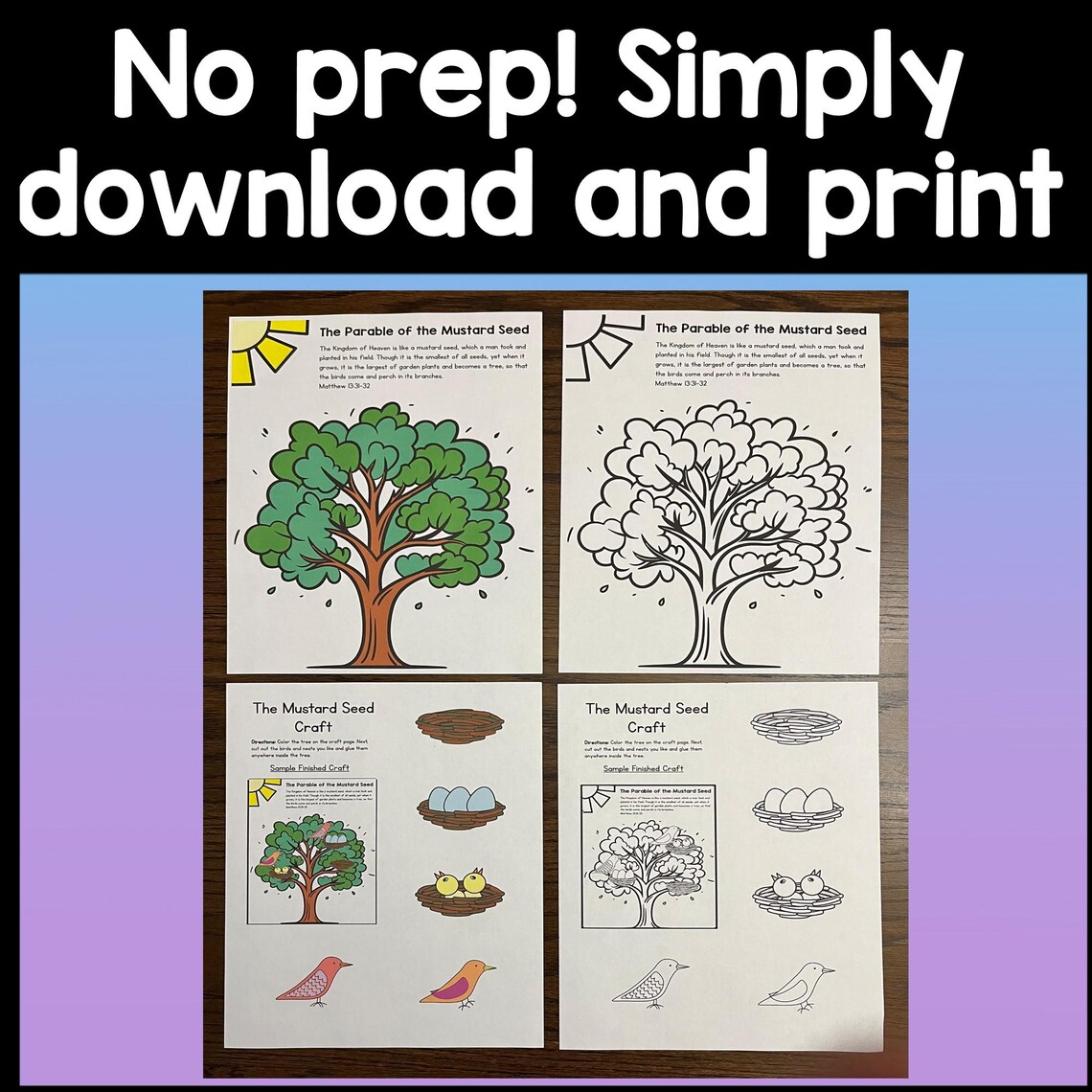The Parable of the Mustard Seed Craft {color and B/W} Sunday School ...
