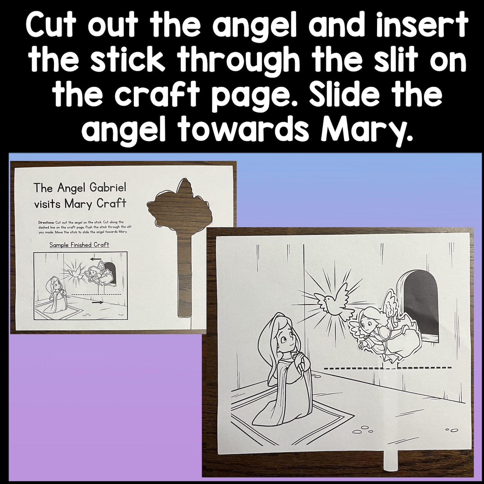 The Angel Gabriel Visits Mary Craft for Kids {color and B/W} Sunday ...