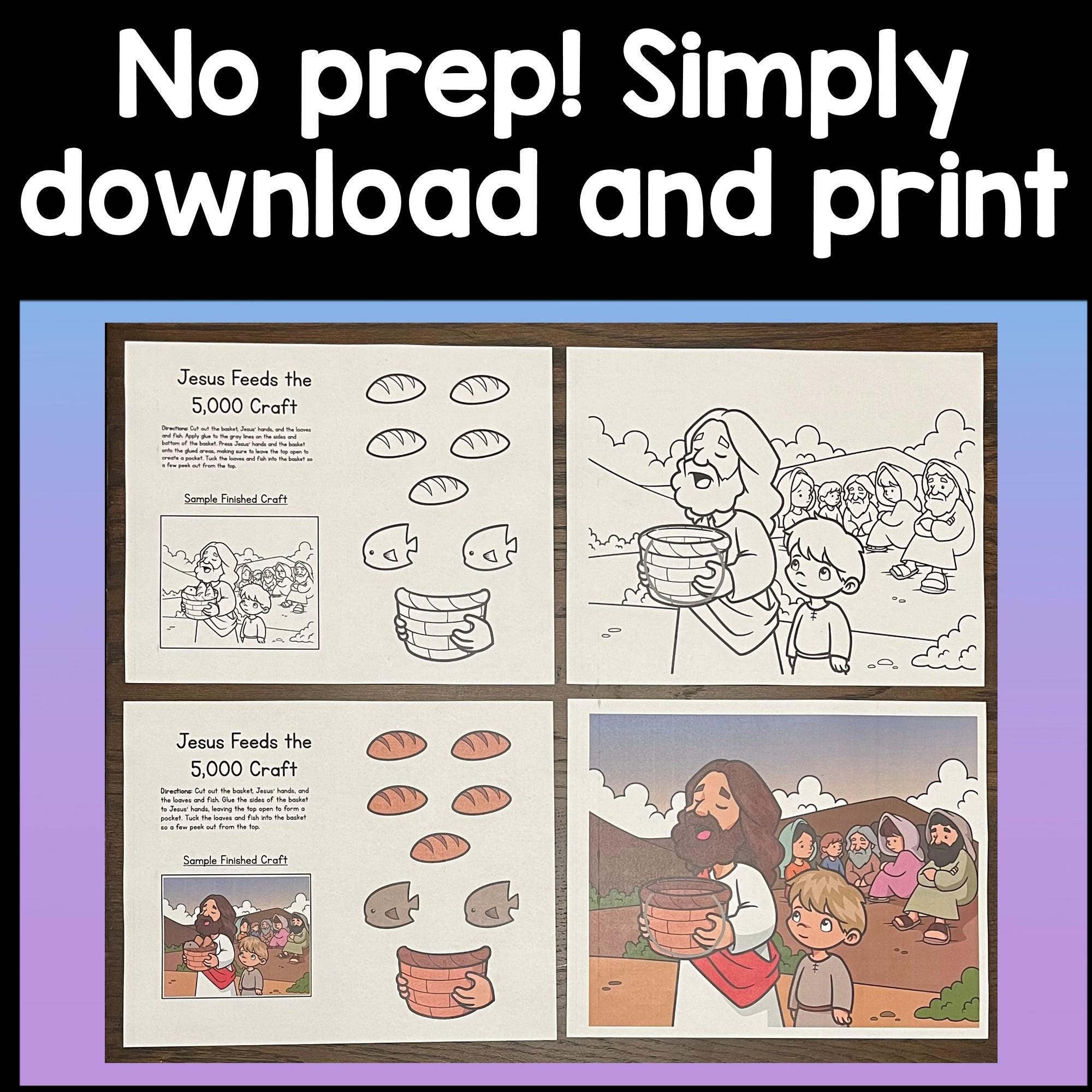 Jesus Feeds 5000 Craft {color and B/W!}| Bible Story Activity | Sunday ...