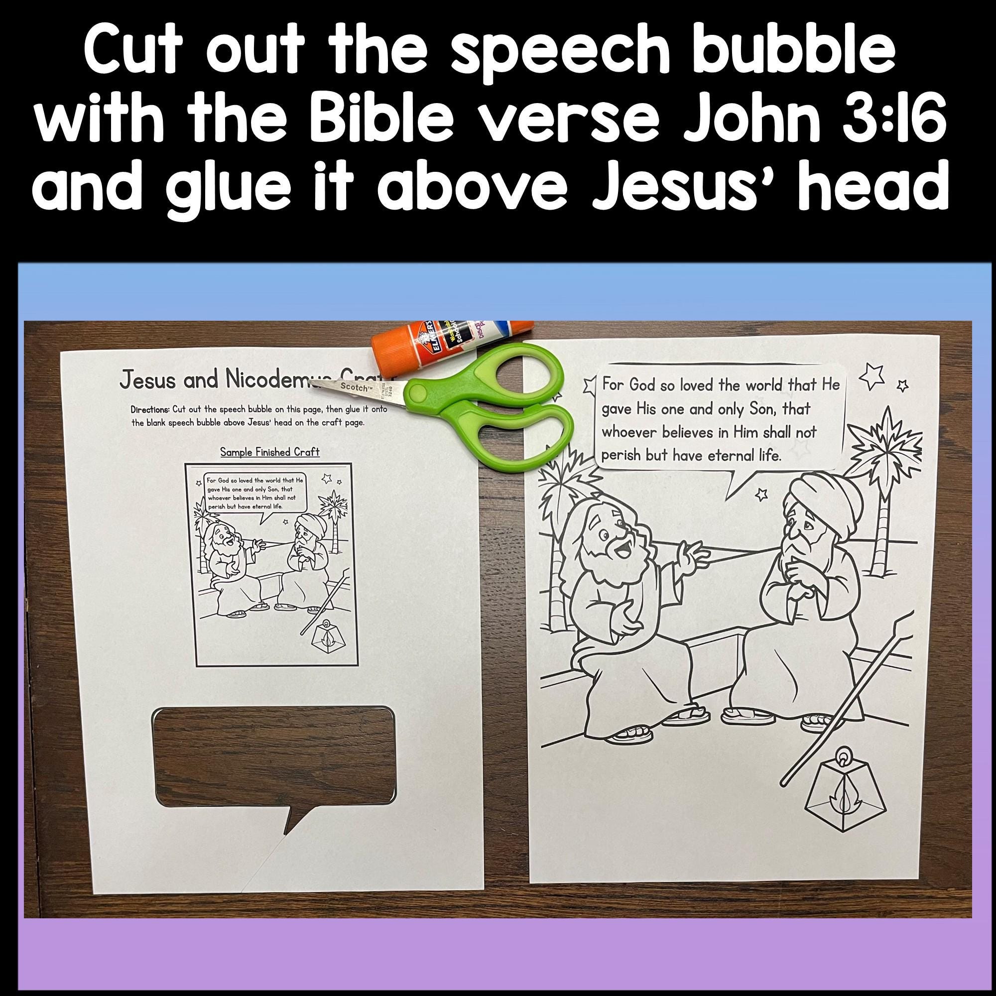 Jesus and Nicodemus Craft {in Color and B/W!} | John 3:16 | for God so ...