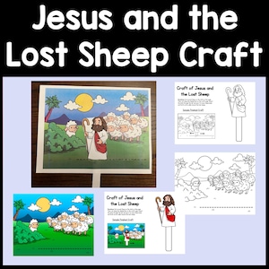 Jesus and the Lost Sheep Craft {color and B/W} | Bible Story Craft ...