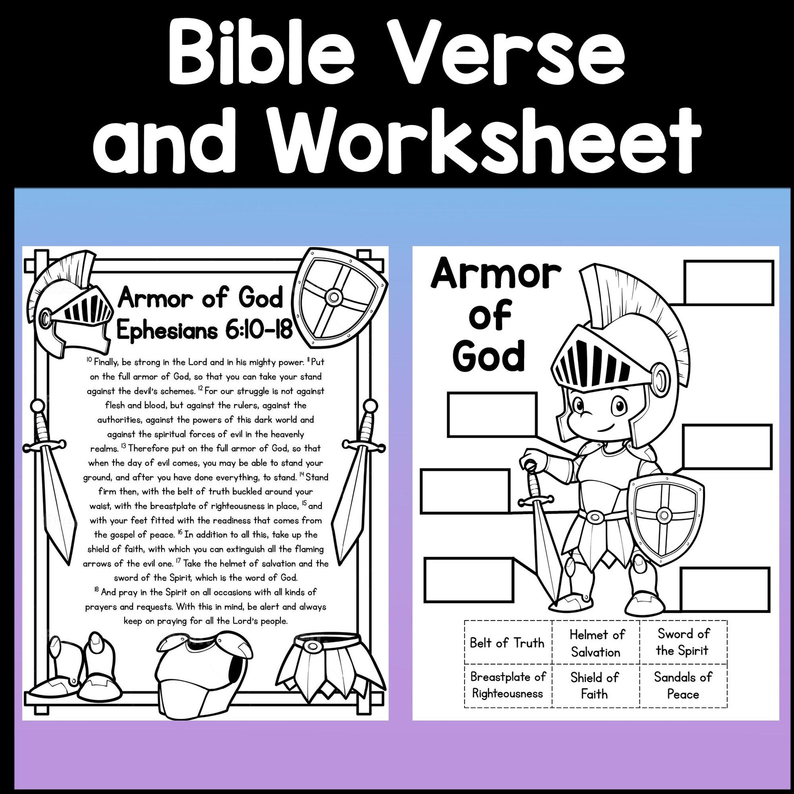 Armor of God Printables {coloring Page, Craft, Story Book!} Bible Verse ...
