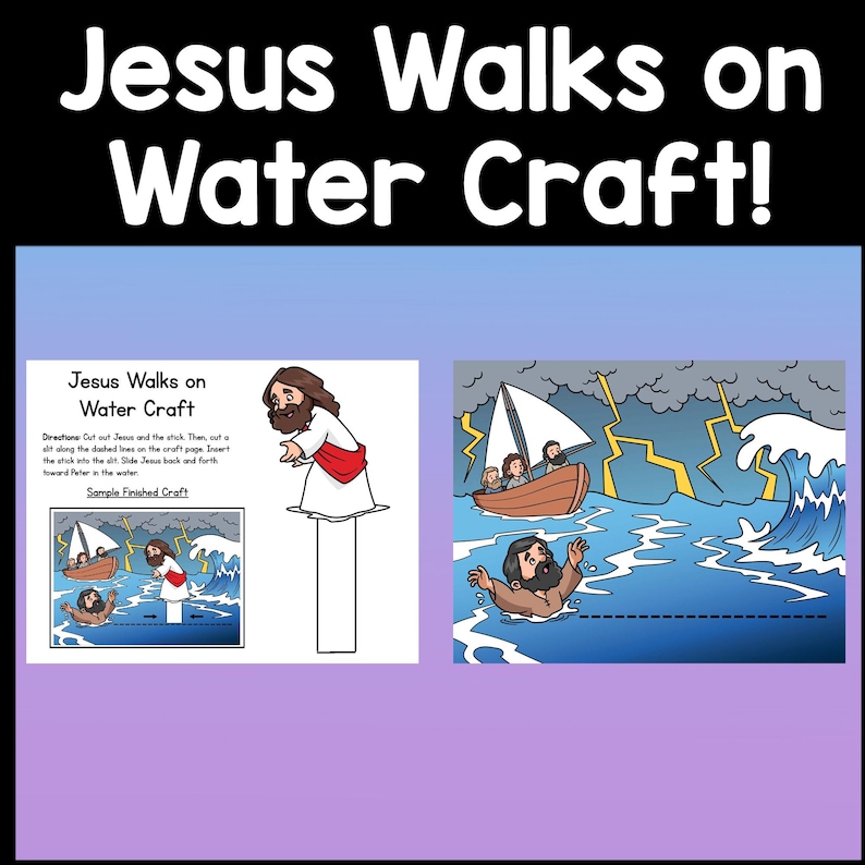 Jesus Walks on Water Craft {color and B/W!} Bible Story Craft | Sunday ...