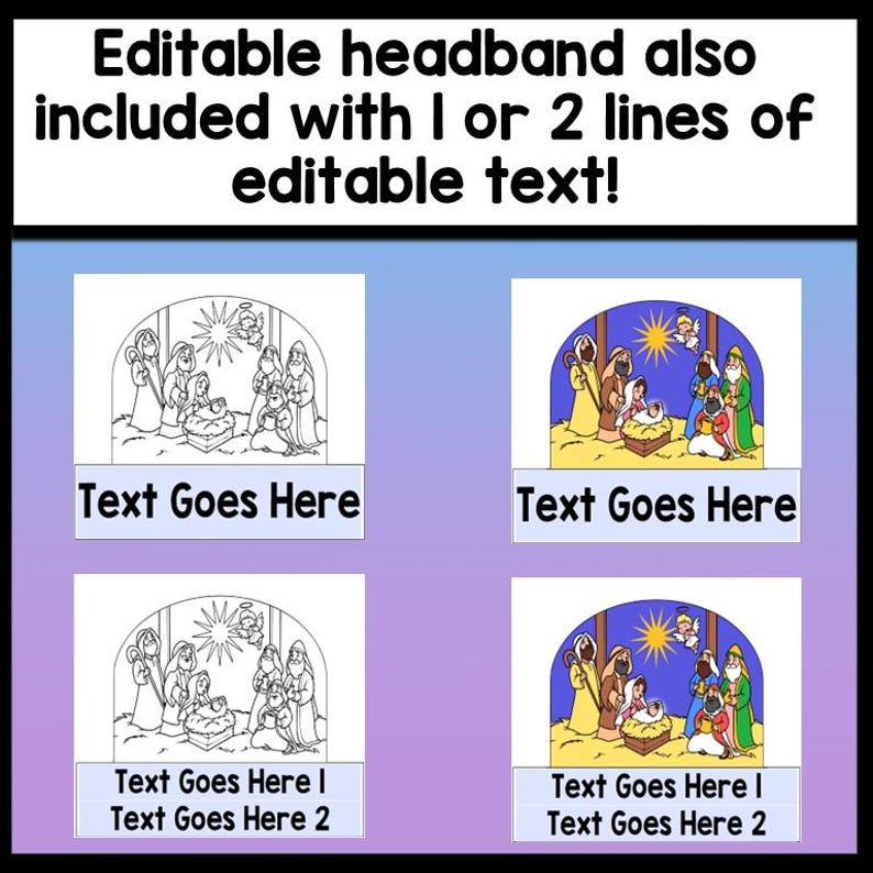 Nativity Crowns -editable! {6 Designs in Color & B/W} Nativity Hats ...