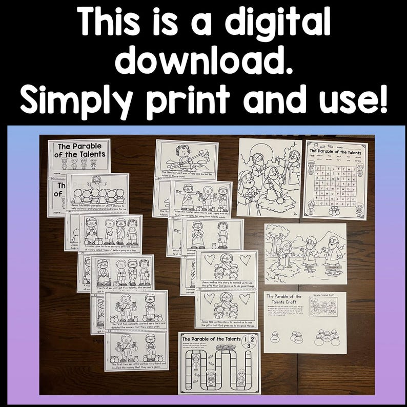 The Parable of the Talents Activities! {craft, Coloring Page, Word ...