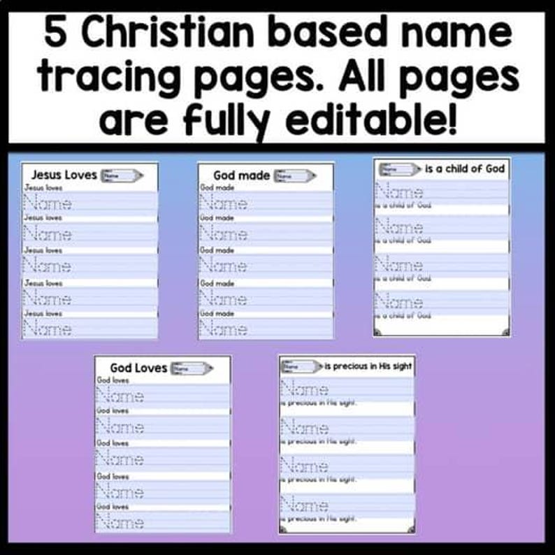 Christian Name Tracing {5 Different Editable Pages!} {religious Name ...