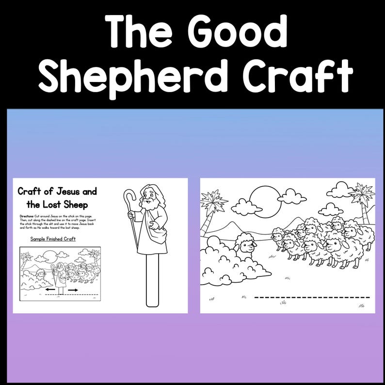 Jesus and the Lost Sheep Craft {color and B/W} | Bible Story Craft ...