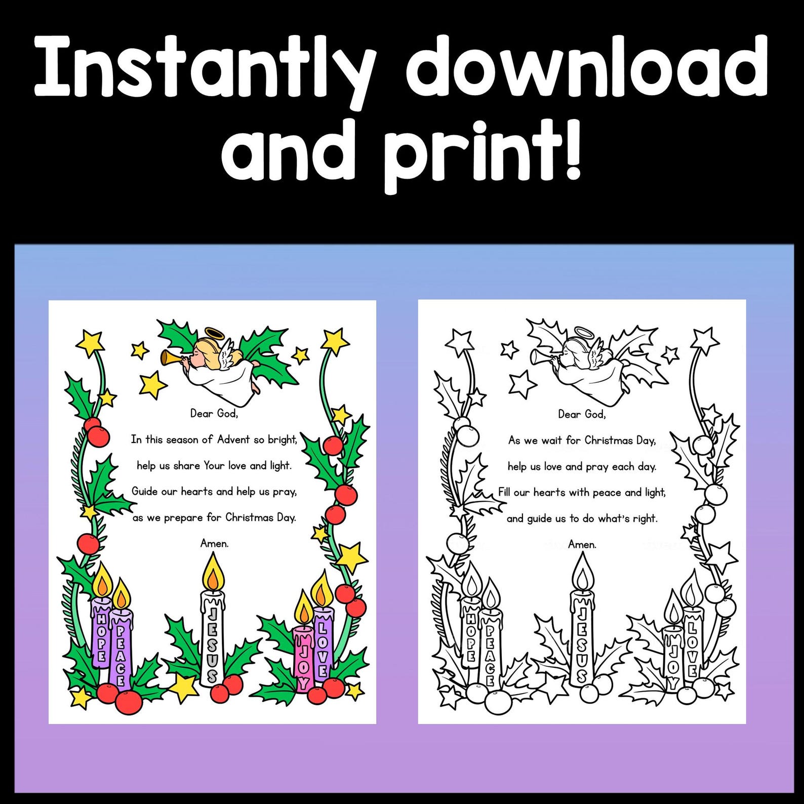Advent Prayers for Kids {6 Easy to Read Poems in Color and Black and ...