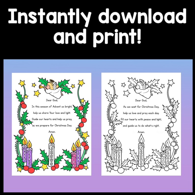 Advent Prayers for Kids {6 Easy to Read Poems in Color and Black and ...