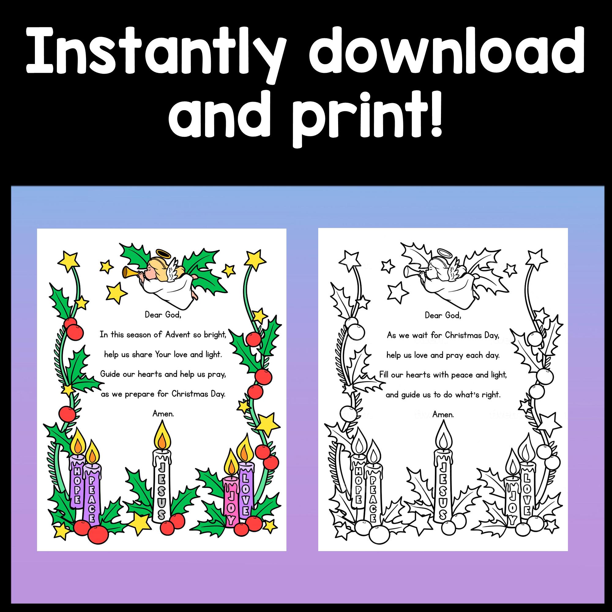 Advent Prayers for Kids {6 Easy to Read Poems in Color and Black and ...